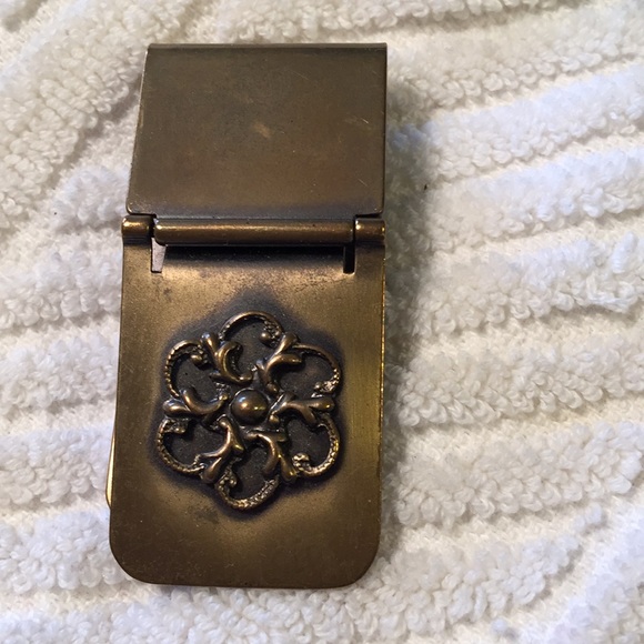 Vintage | Jewelry | Vintage Brass Money Clip With Flower | Poshmark